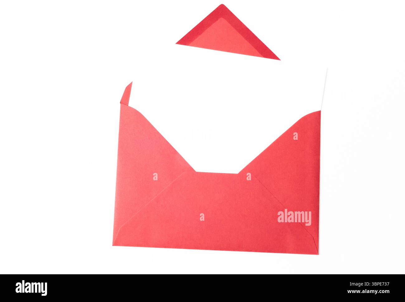 Paper in red envelope against white background Stock Photo - Alamy