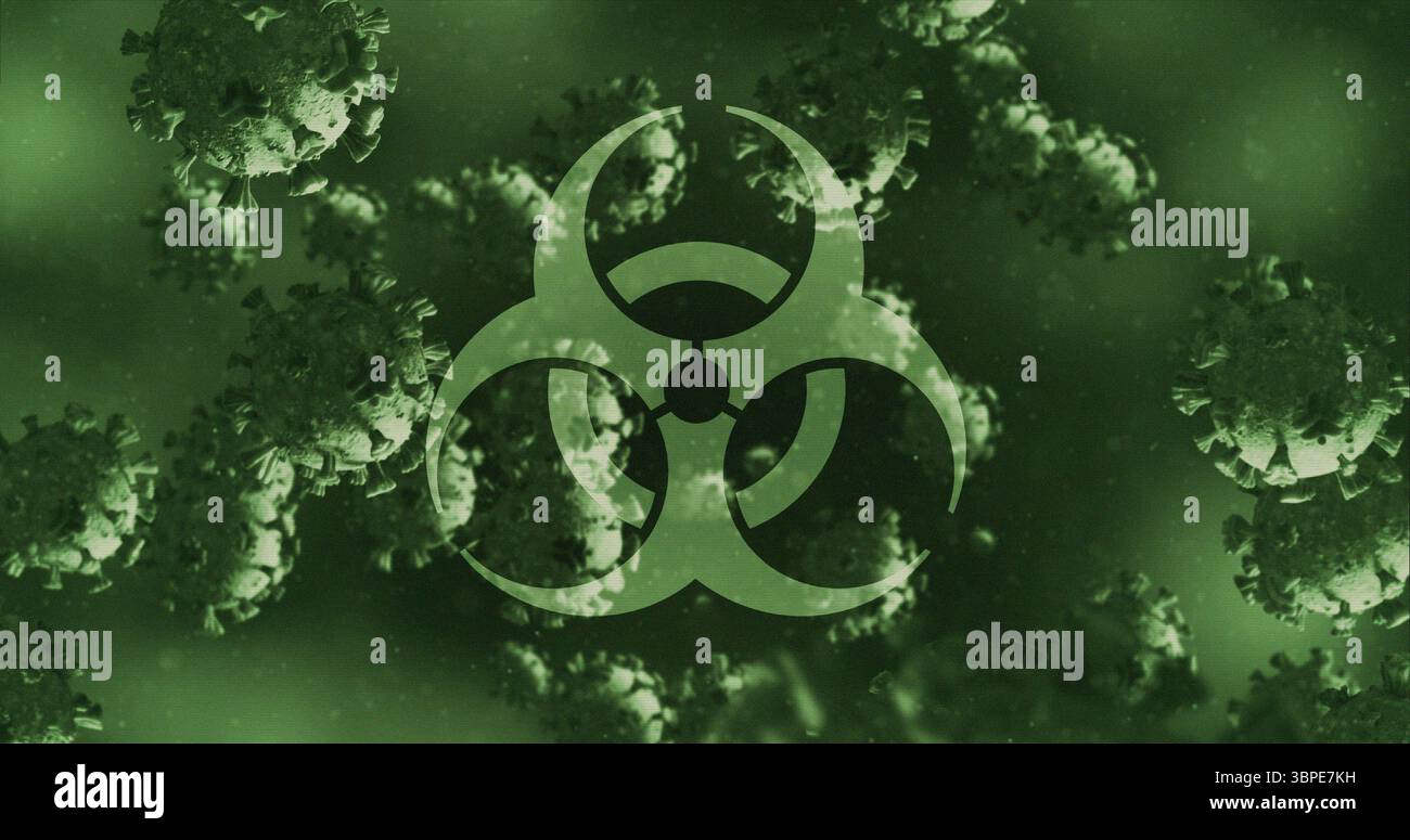 Biohazard symbol over multiple Covid-19 cells Stock Photo - Alamy