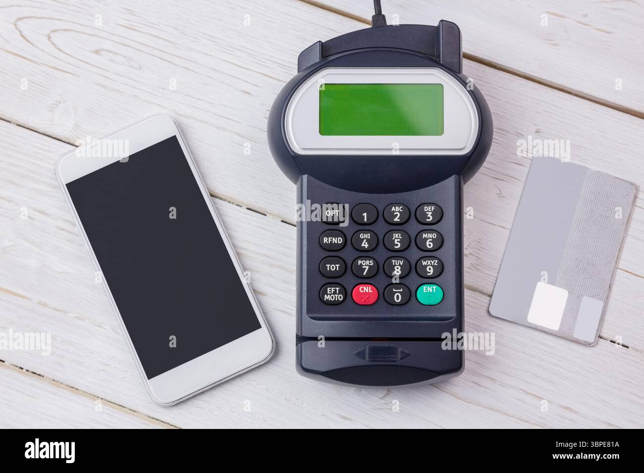 Flat design payment setup is showing smartphone, card terminal and ...
