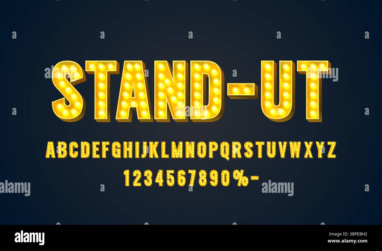 Stand-Up Show font set collection, letters and numbers symbol. Vector ...