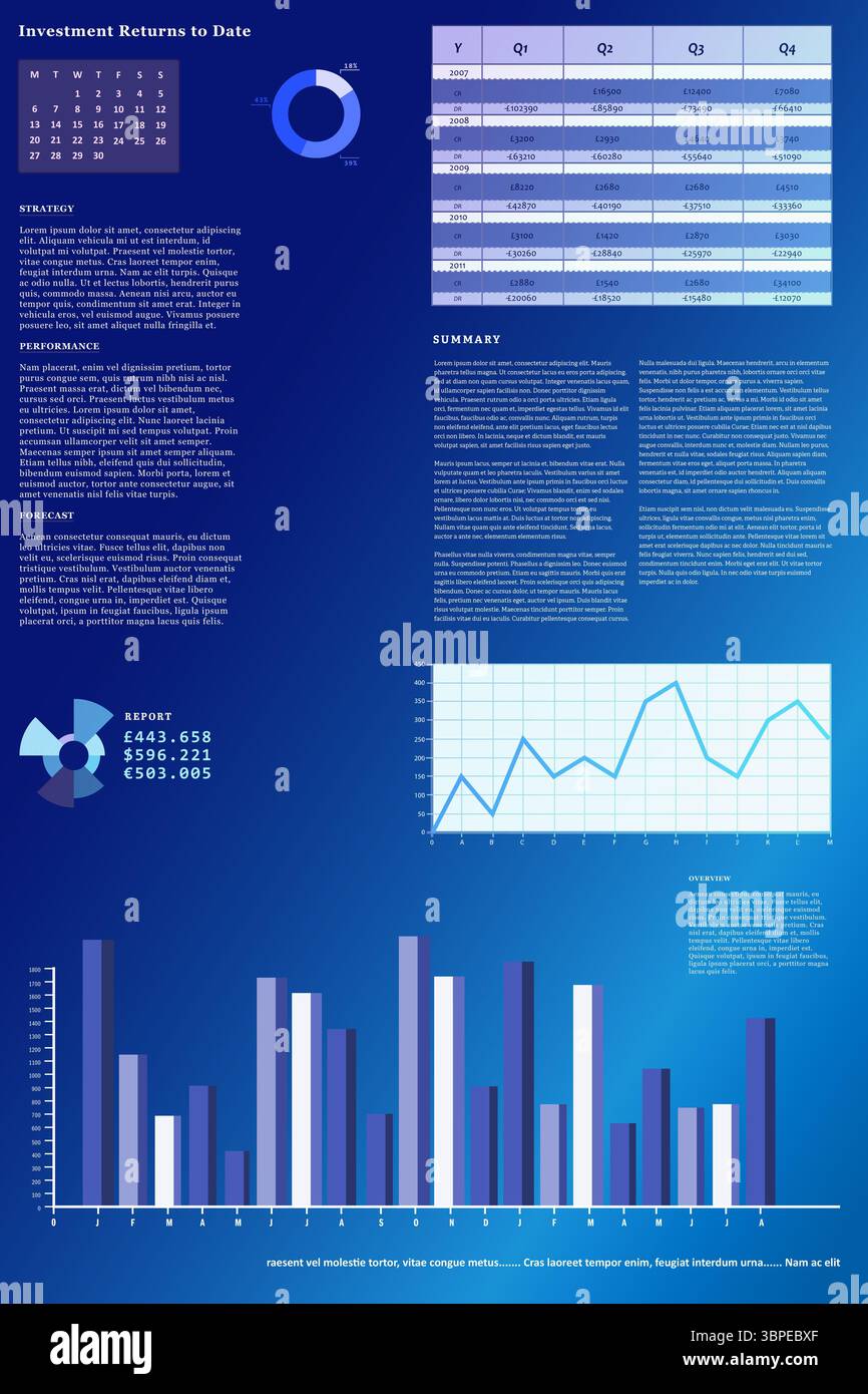 Business interface with graphs and data Stock Photo - Alamy
