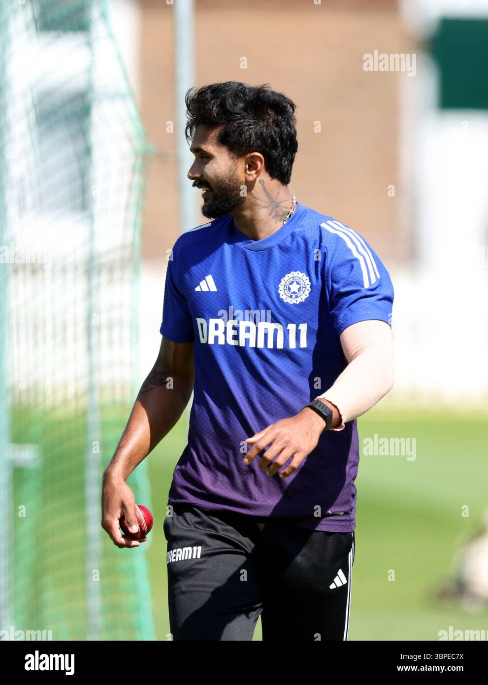 India's Nitish Kumar Reddy during a nets session at Lord's Cricket ...