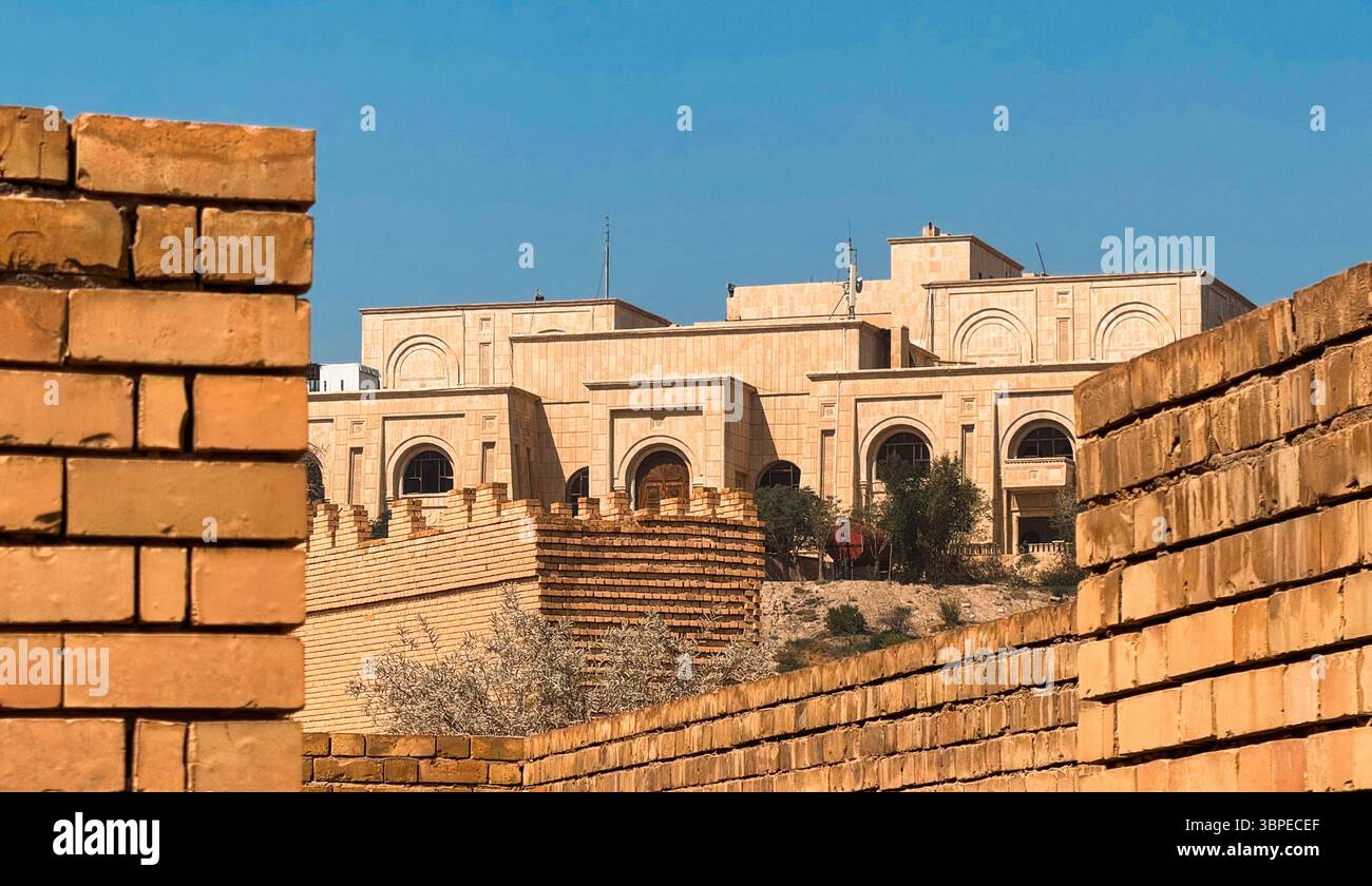 Saddam Hussein Palace stands majestically amidst earthen walls under a ...
