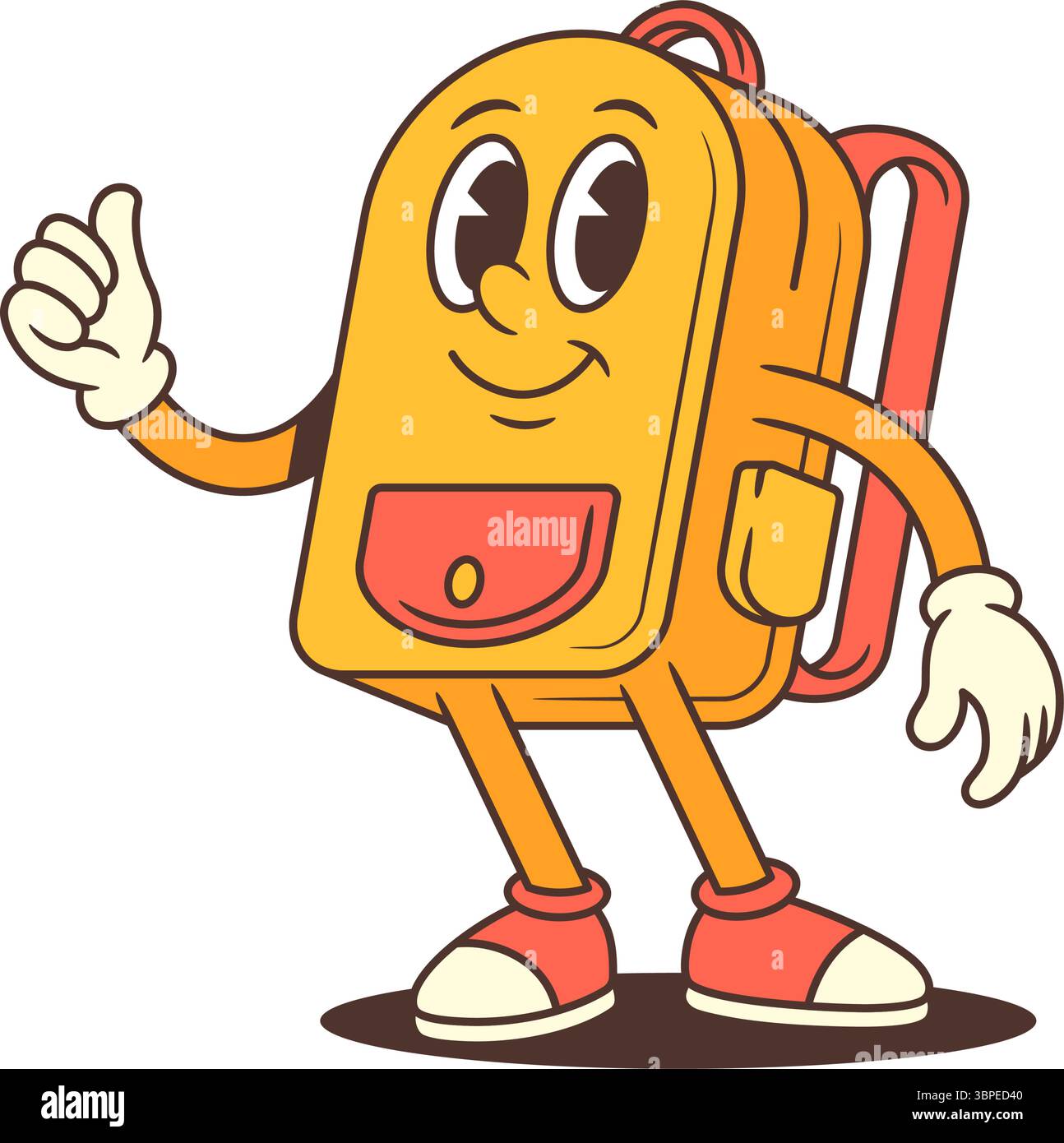 Cheerful backpack character with a confident pose and thumbs-up gesture ...
