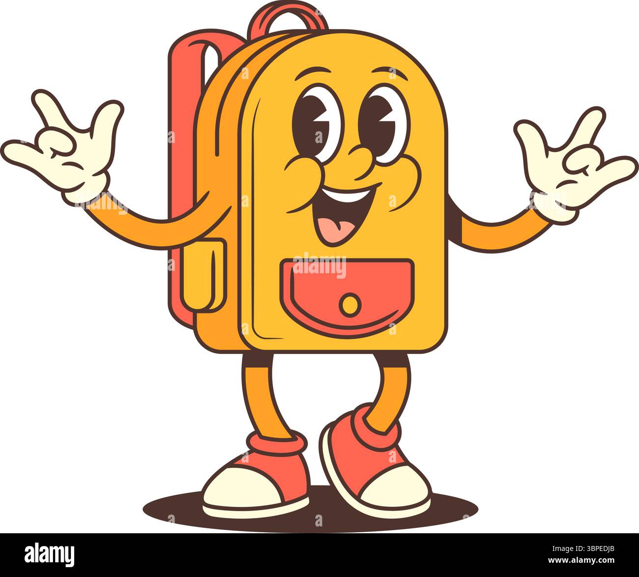 Animated yellow backpack mascot with expressive eyes, cheerful smile ...