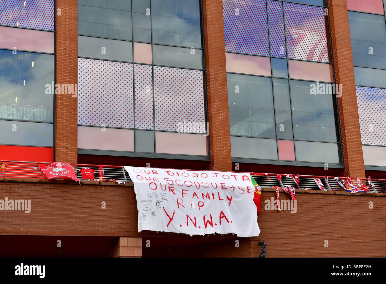 Floral tributes,scarves,balloons,messages of condolance etc are placed ...