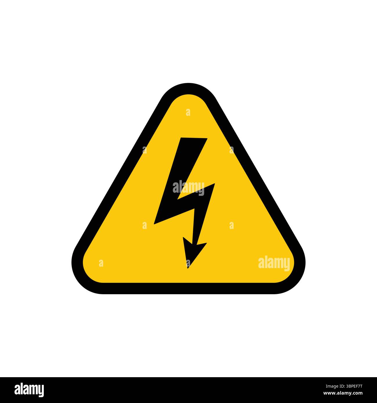 A clear warning sign with a lightning bolt symbol, indicating high voltage or electrical hazard ...