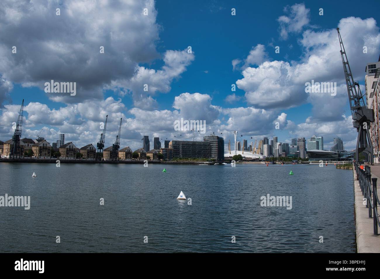 View of the O2 Arena from The Royal Victoria Docks, London Stock Photo ...