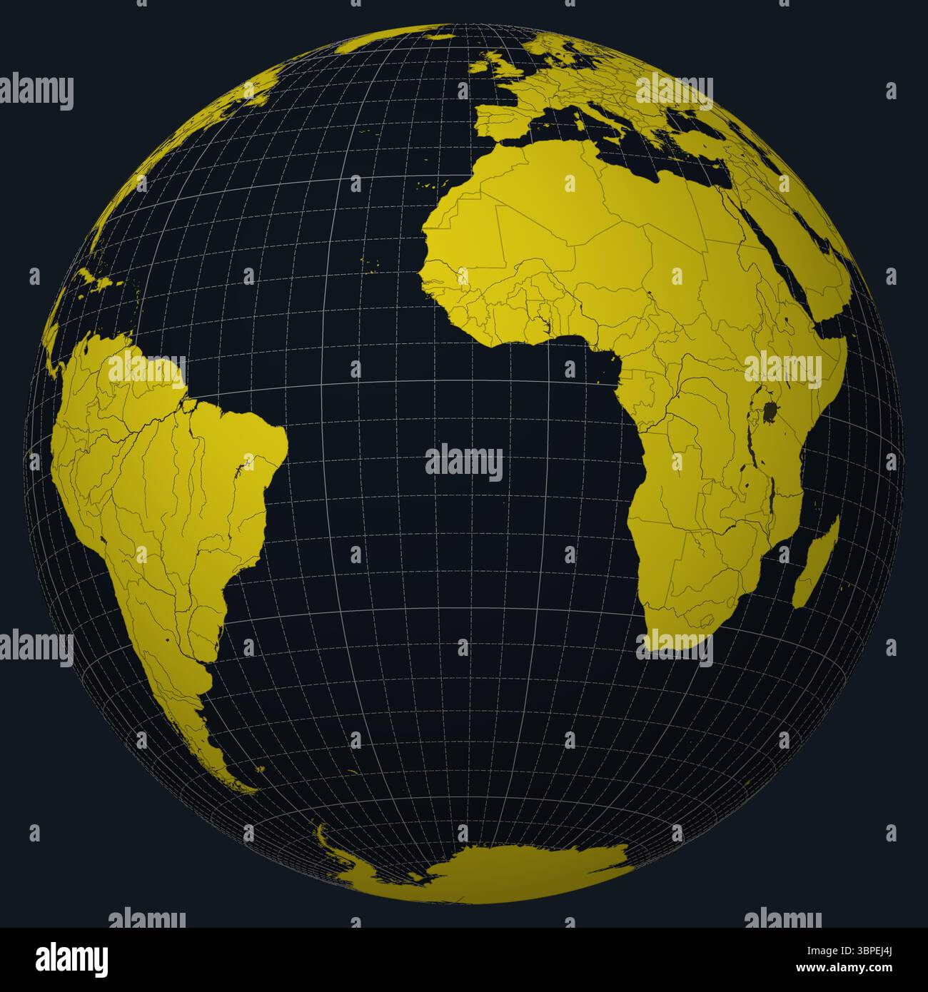 Saint Helena on Globe. Country view on the world map in Charcoal Bright ...