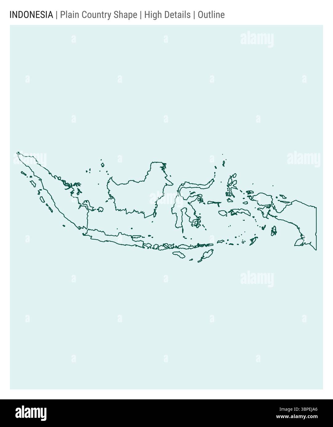 Indonesia plain country map. High details. Outline style. Shape of ...