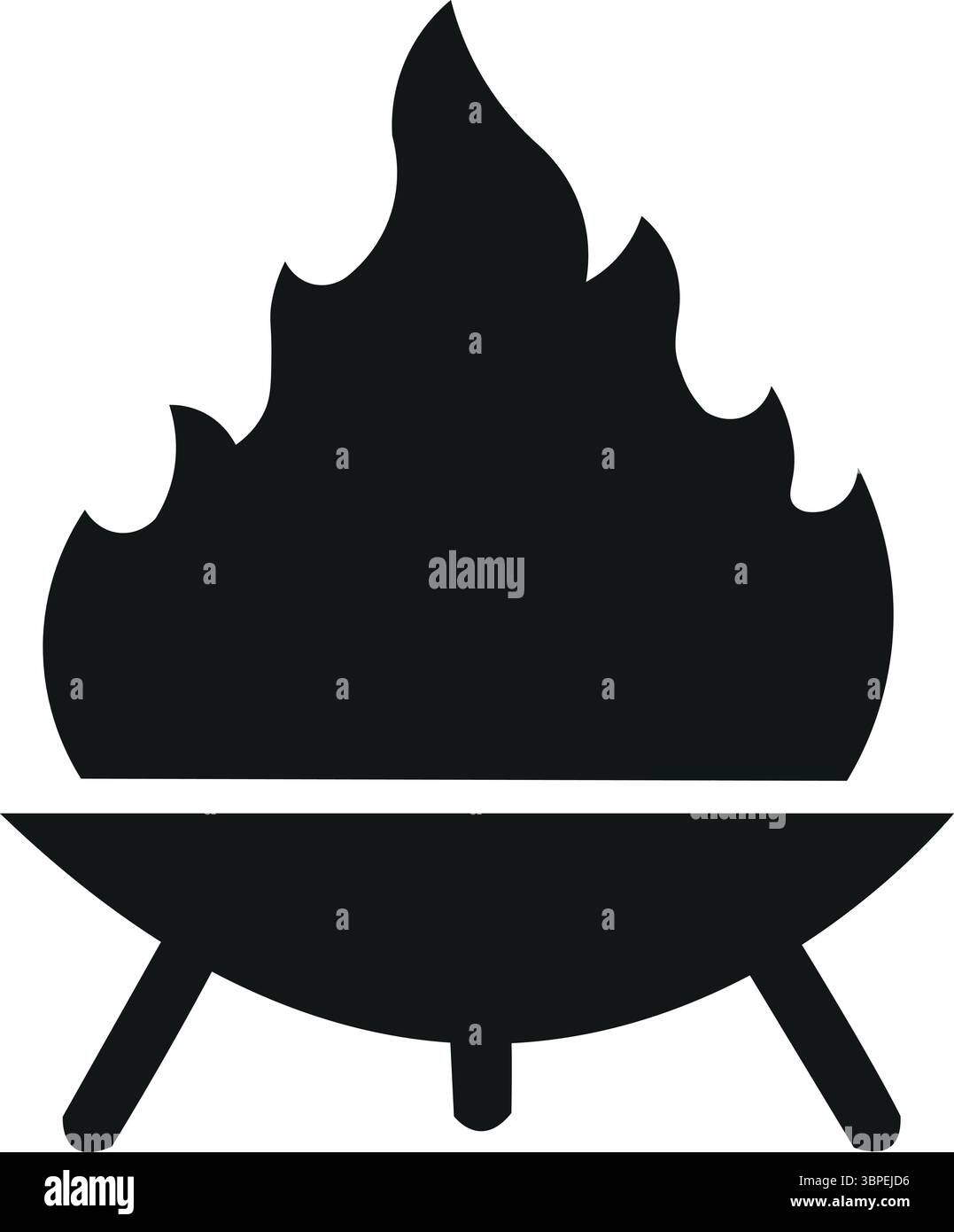 Fire burning in bowl, silhouette fire pit, icon, symbol, vector ...