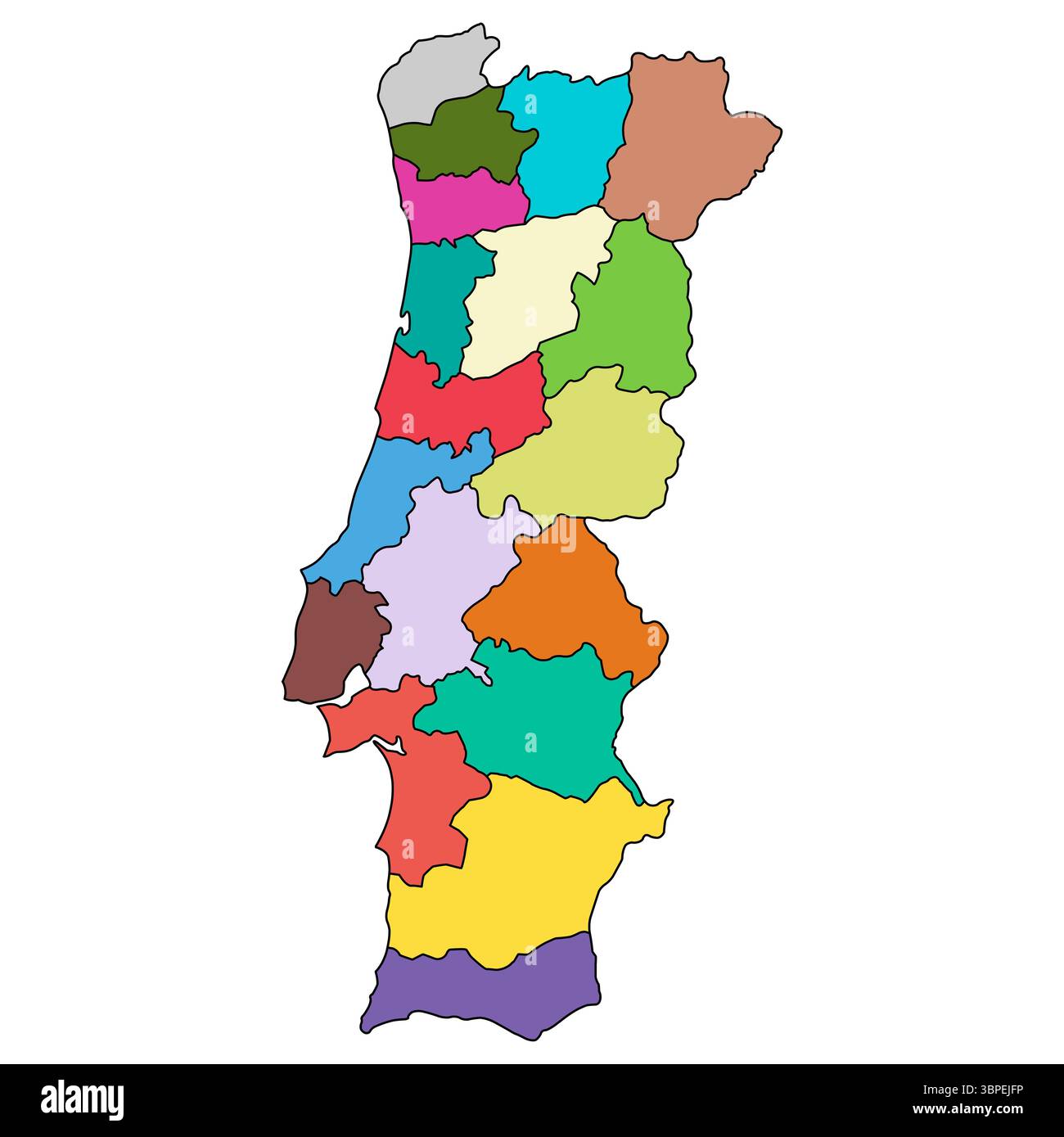 Districts of Portugal map shape, travel web flat concept icon vector ...
