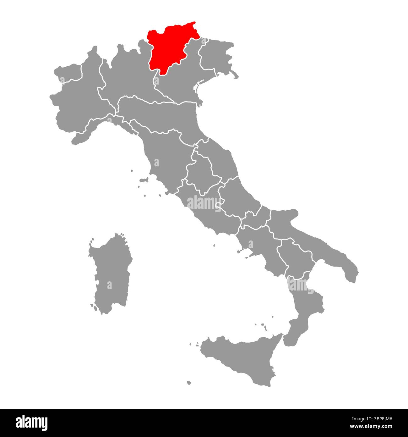 Italy map of Trentino Alto Adige symbol shape, travel web flat concept ...