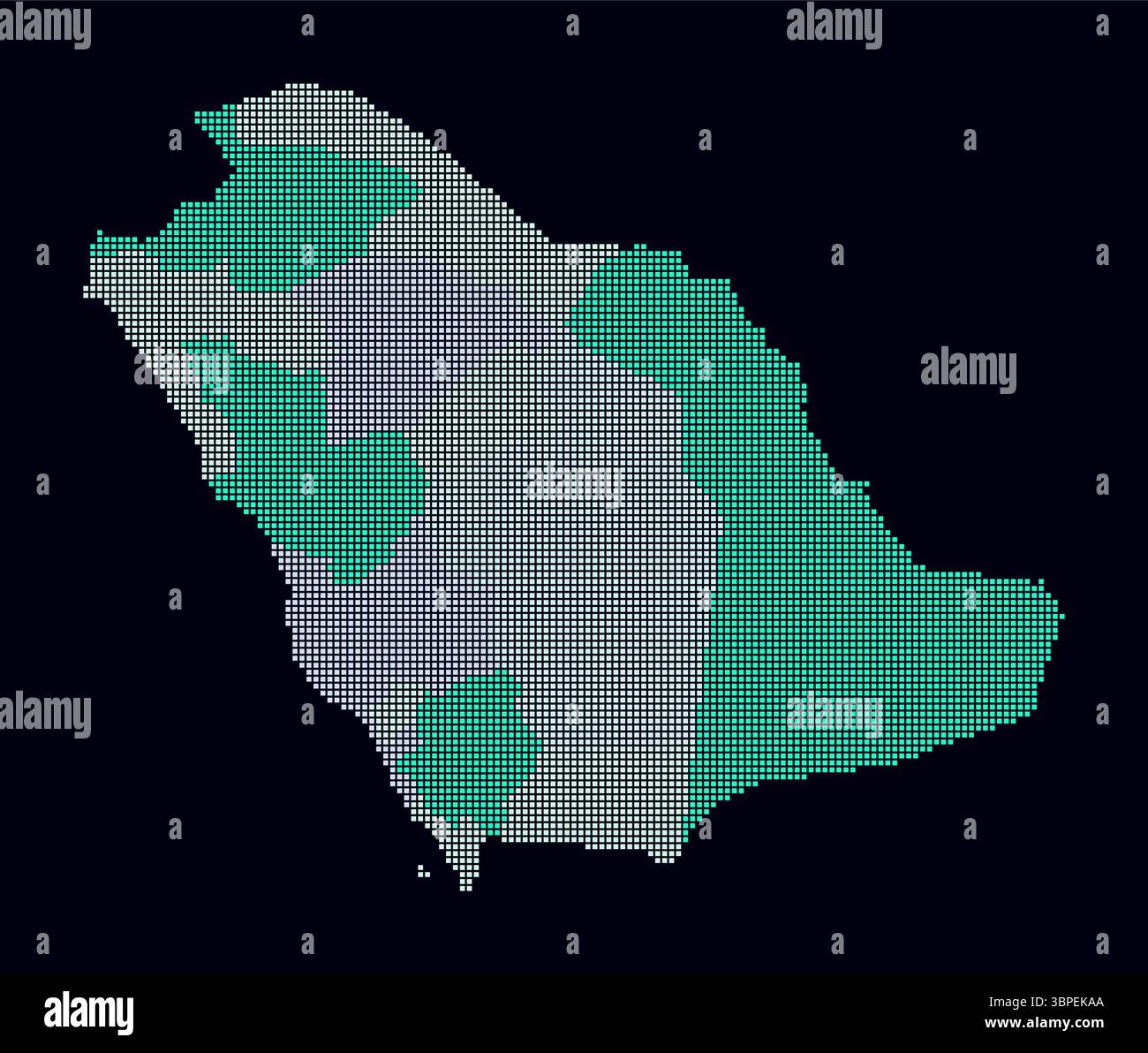 Saudi Arabia dotted map. Digital style map of the country on a dark ...