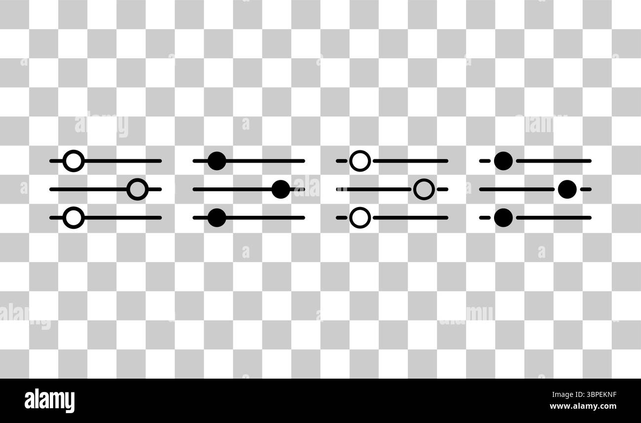 Set of Volume mixer icon, filter sound symbol button, switch sign ...