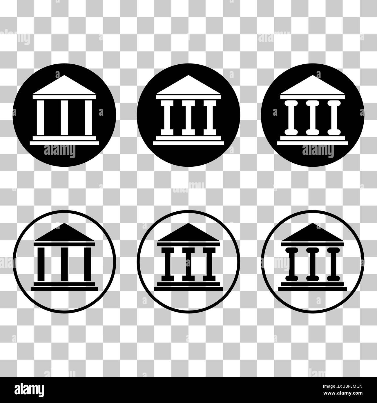 Set of university architecture icon, museum roman symbol, flat design ...