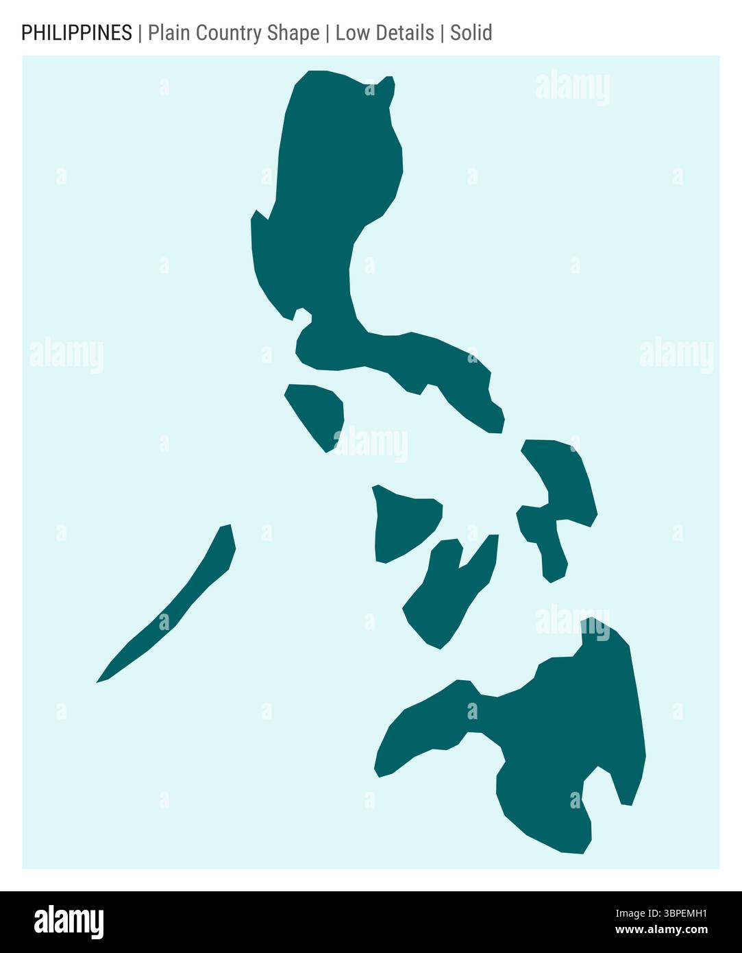 Philippines plain country map. Low details. Solid style. Shape of ...