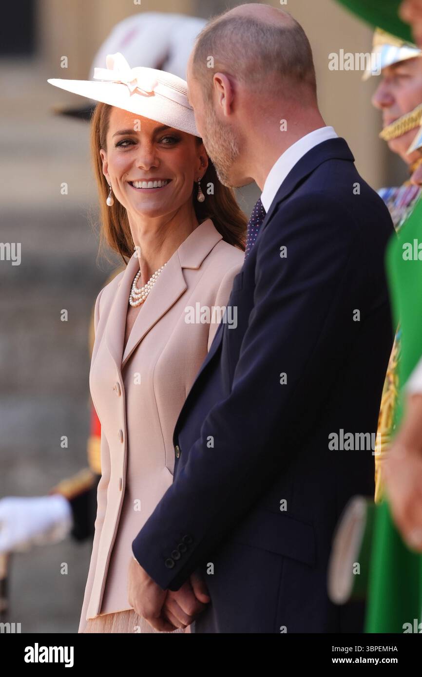 The Prince and Princess of Wales at the Ceremonial Welcome for the state visit to the UK of ...