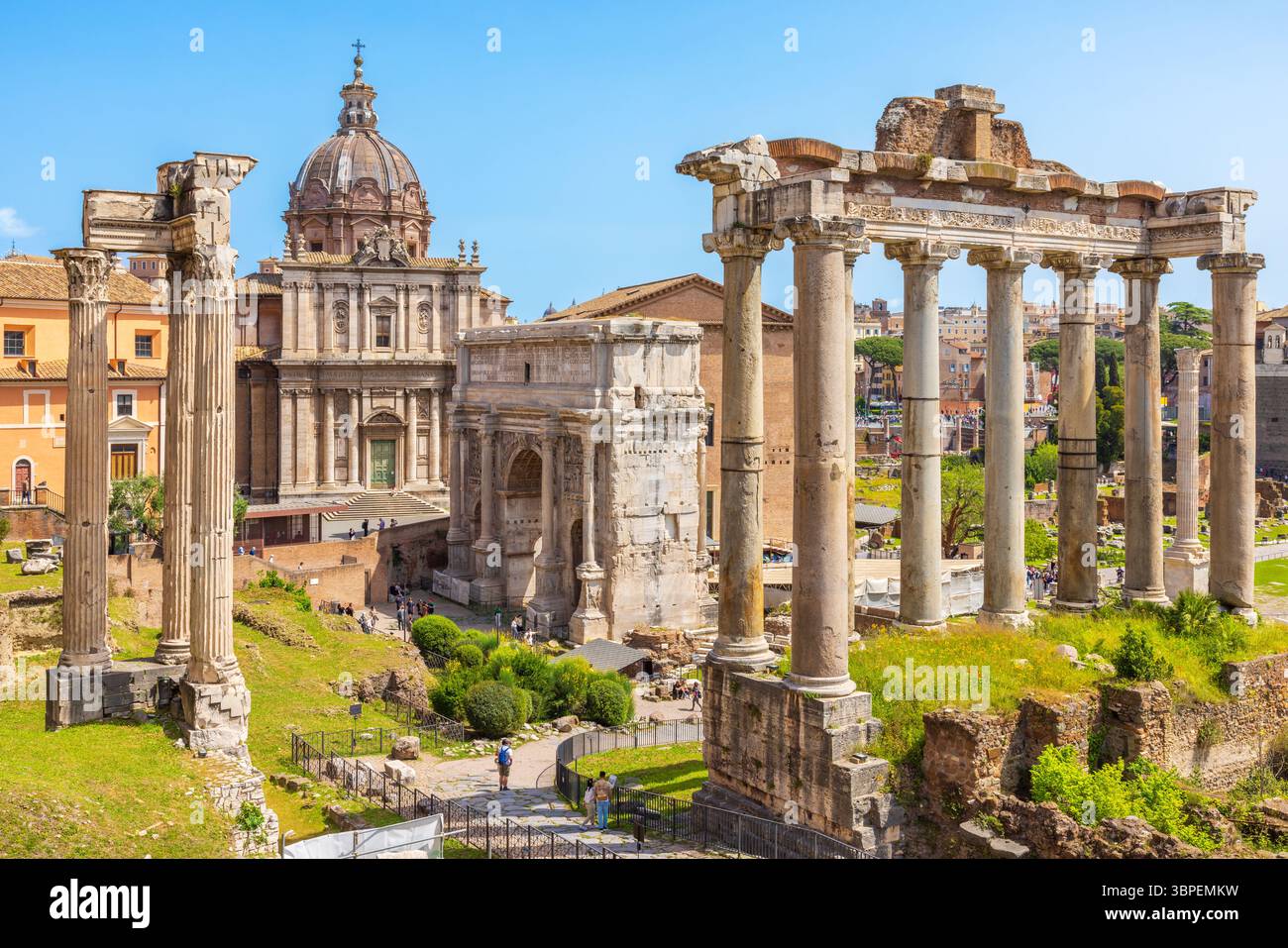 Temples of Saturn and Vespasian in Roman Forum. Rome, Italy Stock Photo ...