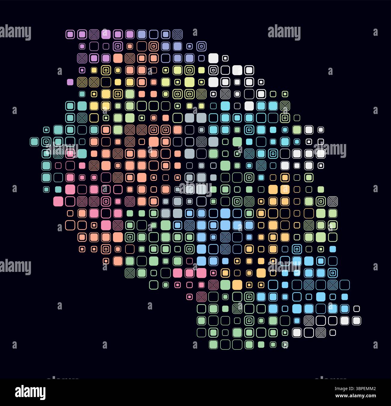 Tanzania, shape of the country built of colored cells. Digital style ...
