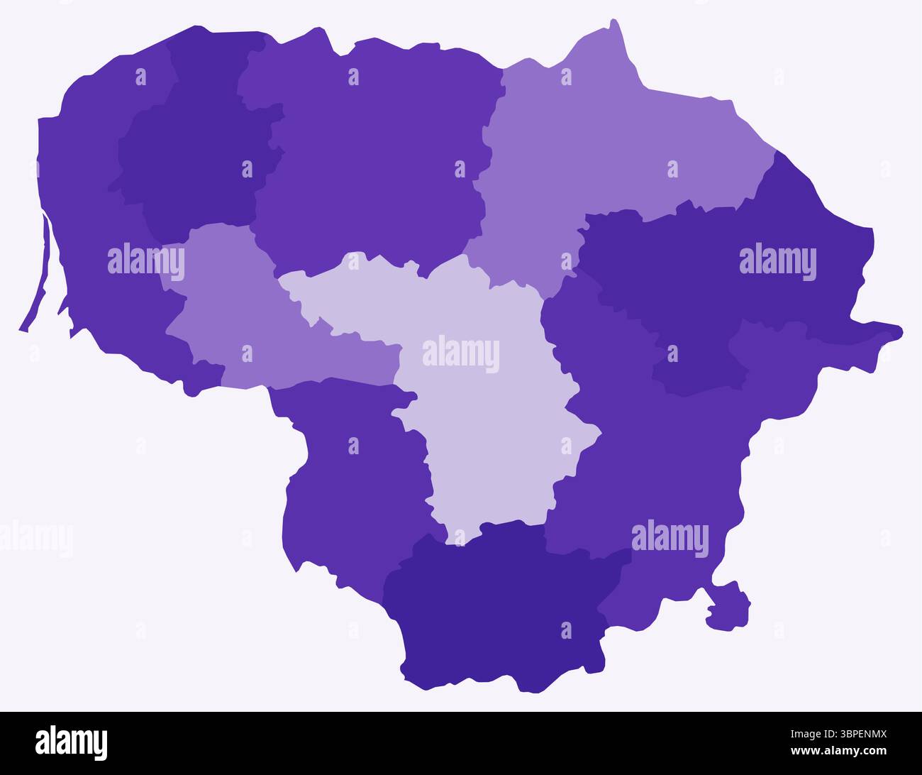 Map of Lithuania with regions. Just a simple country border map with ...