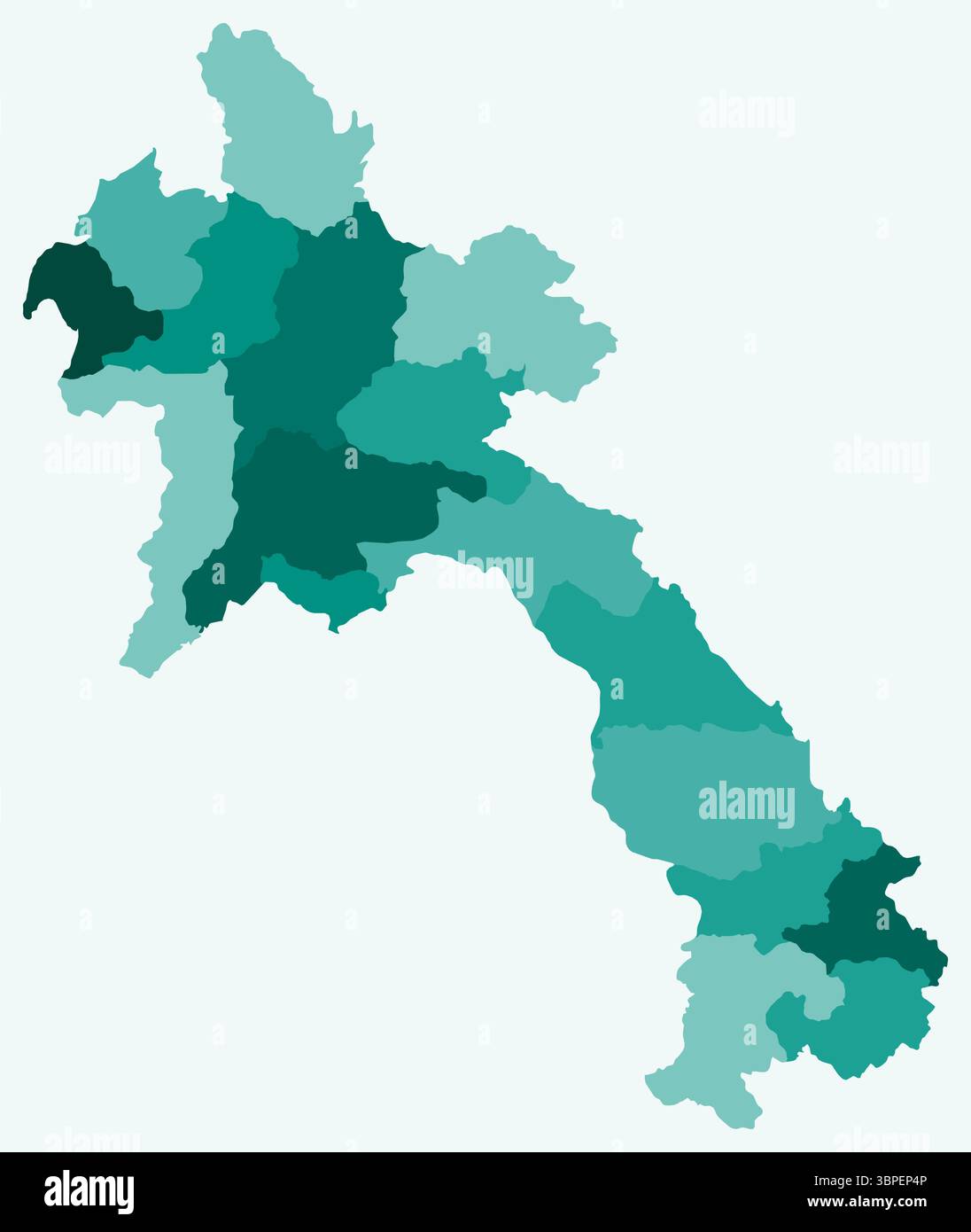 Map of Laos with regions. Just a simple country border map with region ...