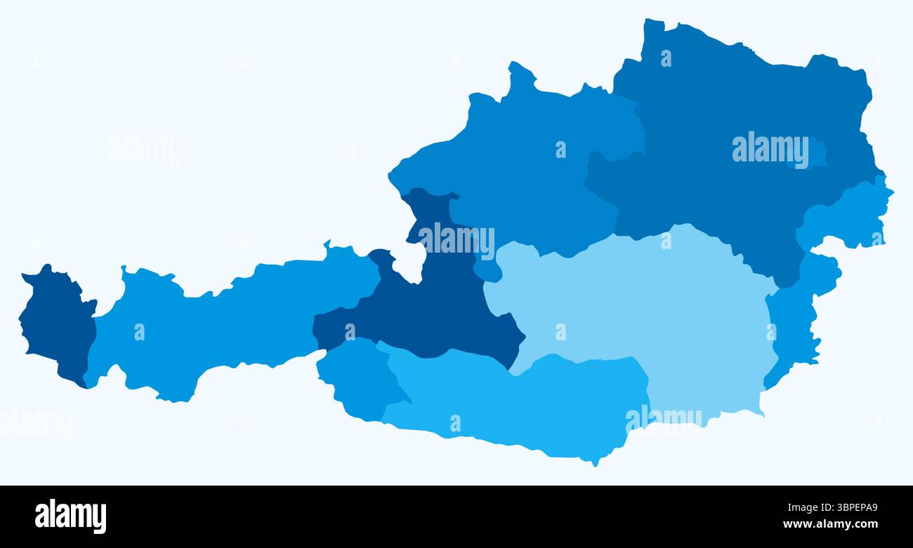 Map of Austria with regions. Just a simple country border map with ...
