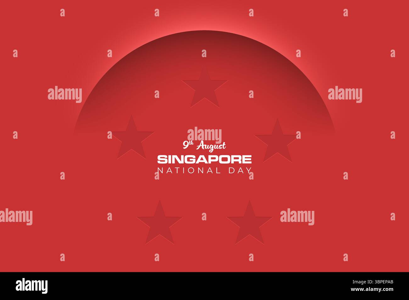 Singapore independence day red cut minimalistic graphic banner ...