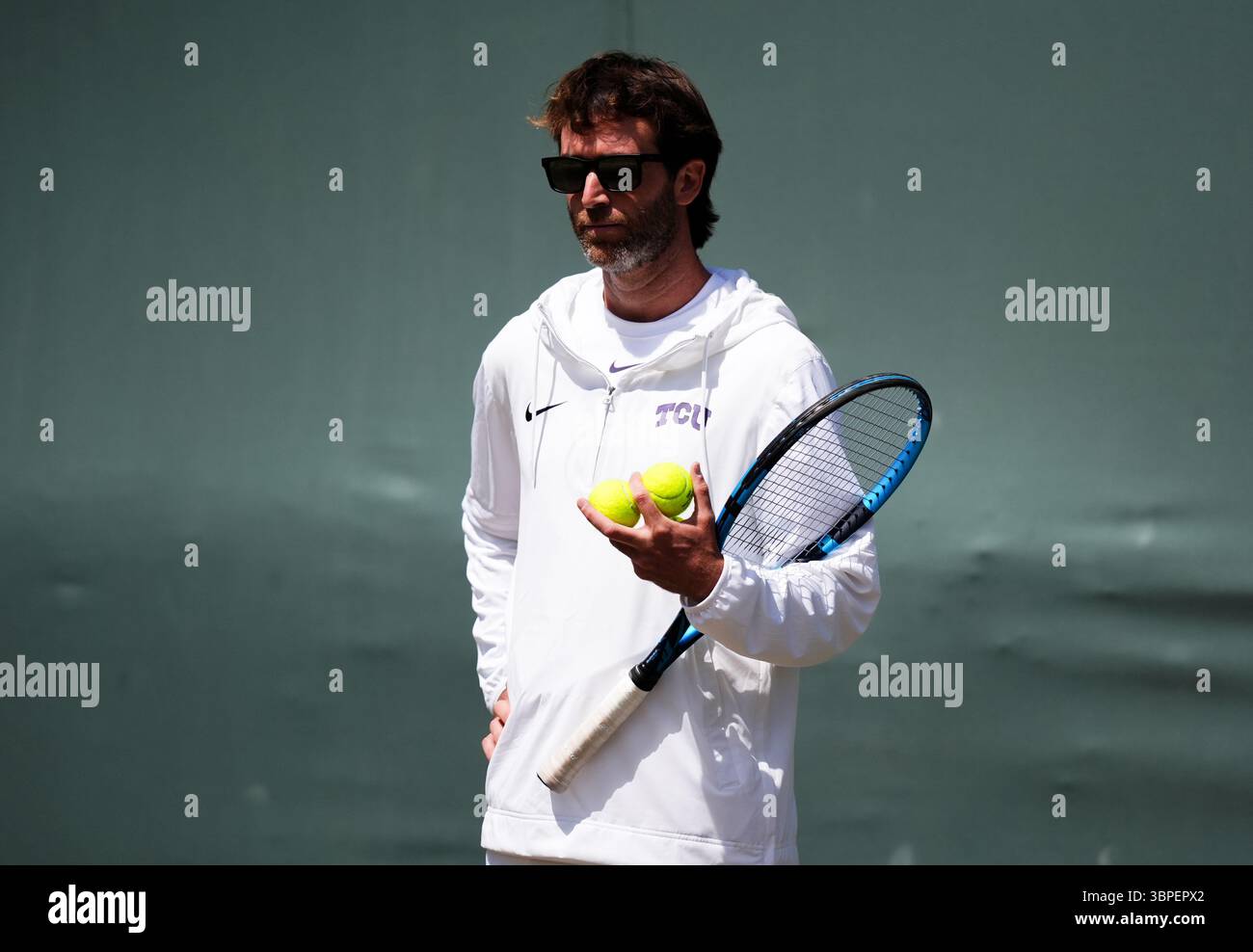 Facundo Lugones, coach of Cameron Norrie during a practice session on ...