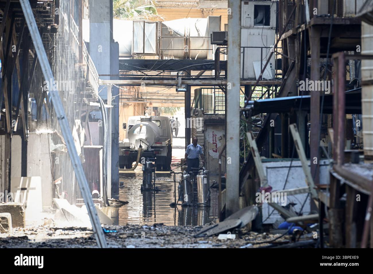 Cairo, Egypt. 08th July, 2025. Damage is seen at the Telephones ...