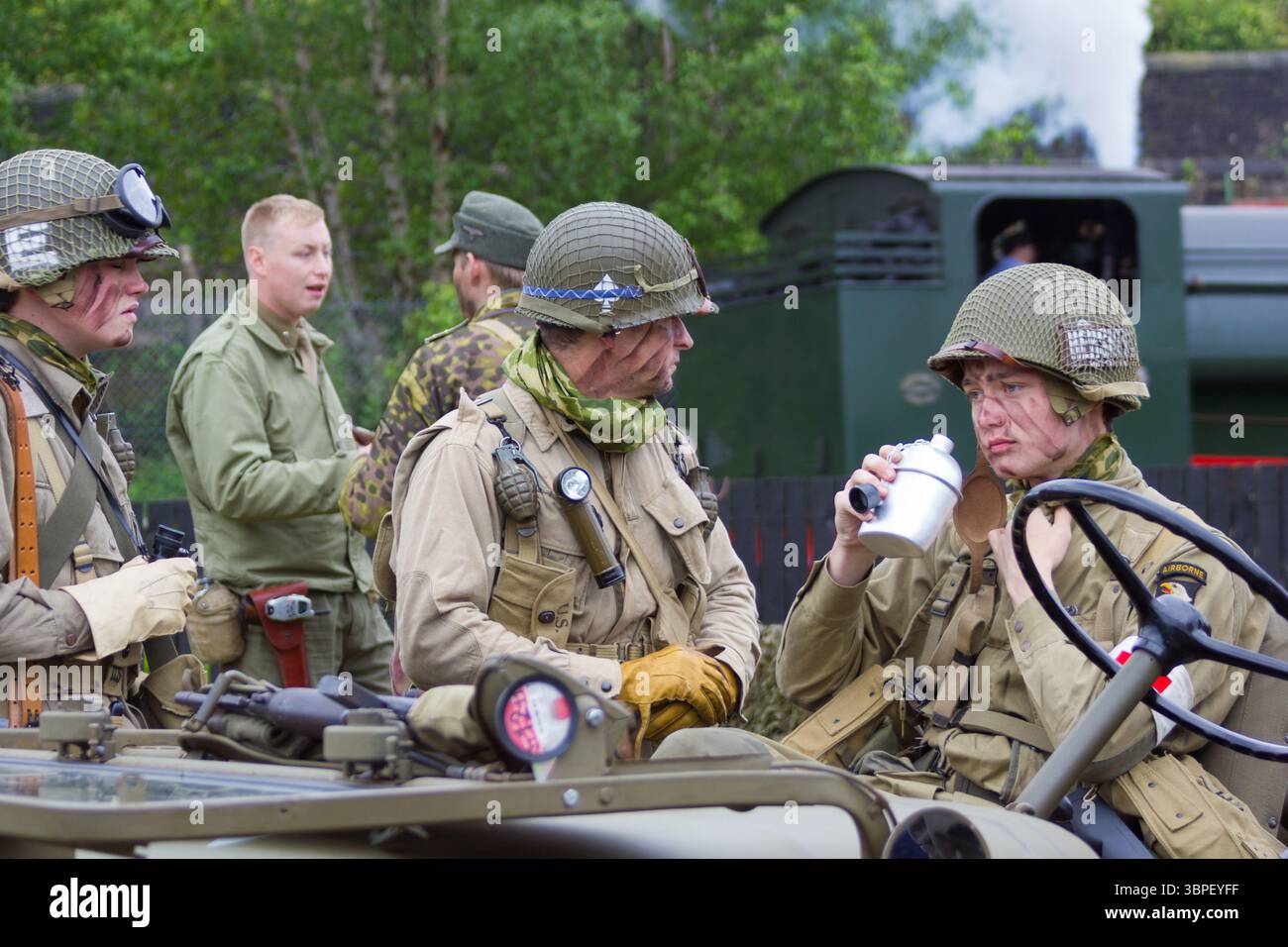 A WW2 battle scene at Heywood, on the East Lancashire Railway Stock ...