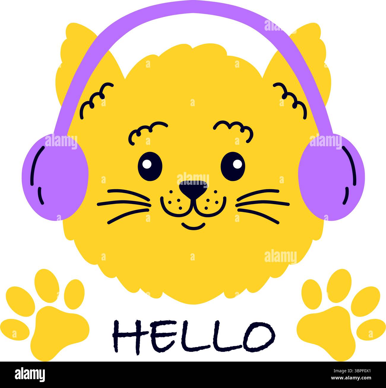 Cute cat wearing headphones Stock Vector Image & Art - Alamy