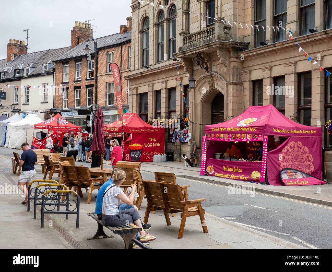 An Indian stall at a street food market in Welshpool, Powys, Wales, UK ...