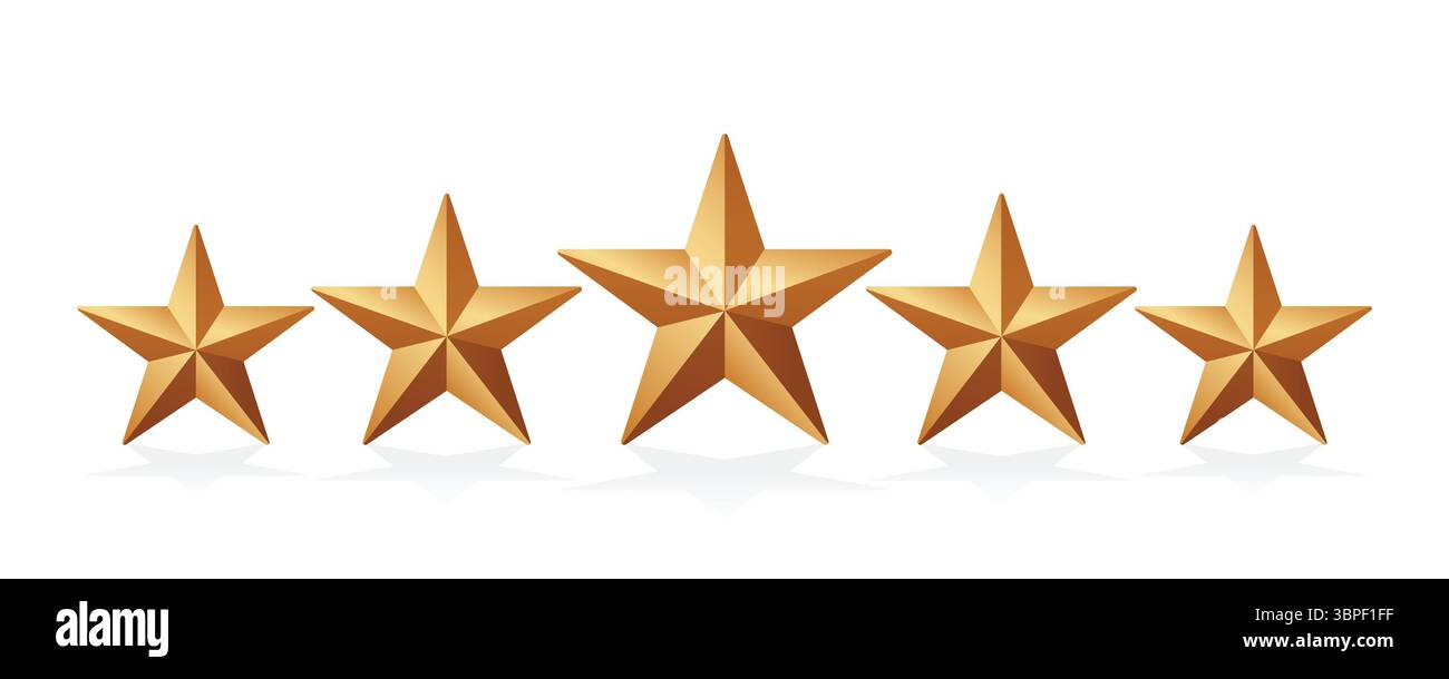 Five Star Rating Isolated on White Background Vector Illustration Stock ...