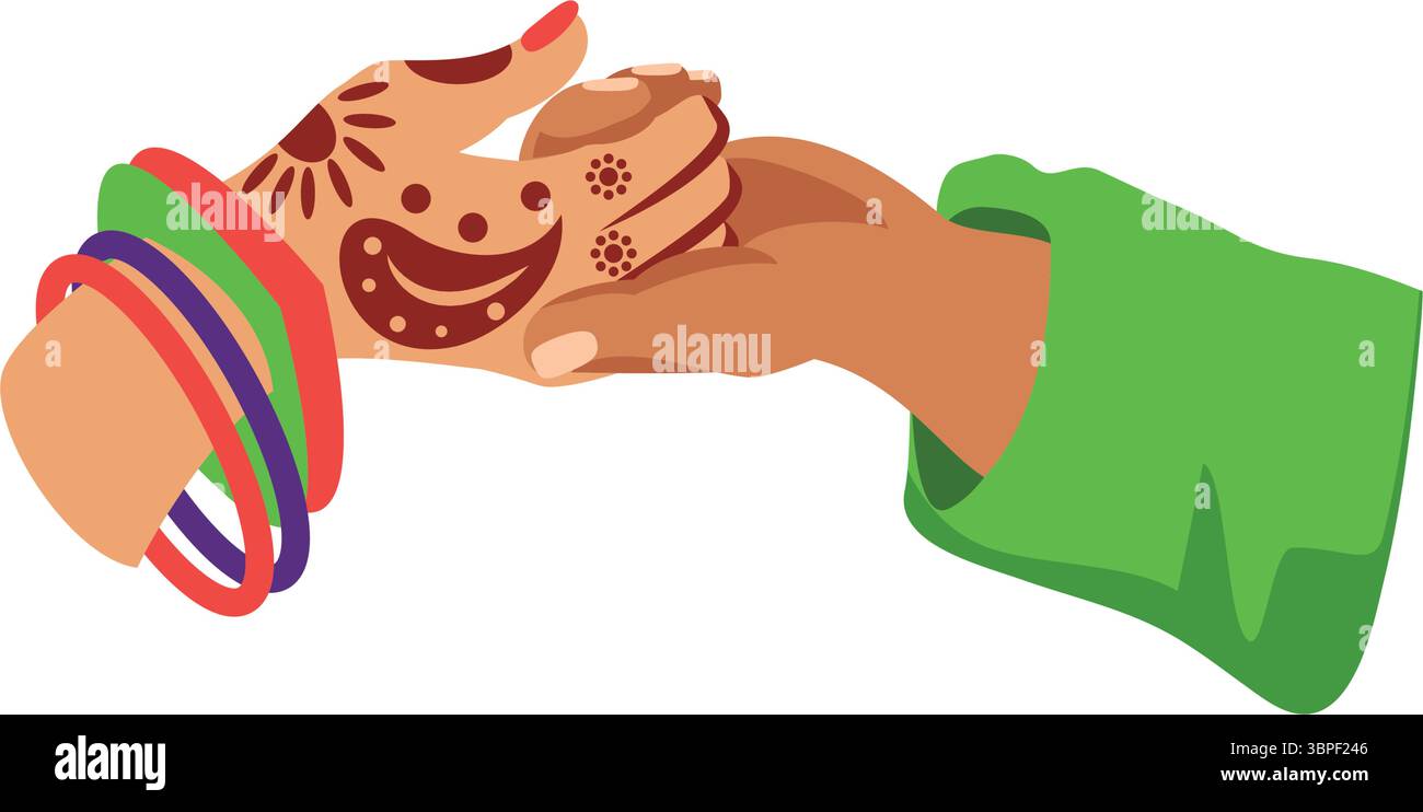 Indian Wedding Hands Mehndi Gesture Holding Cultural Flat Traditional ...