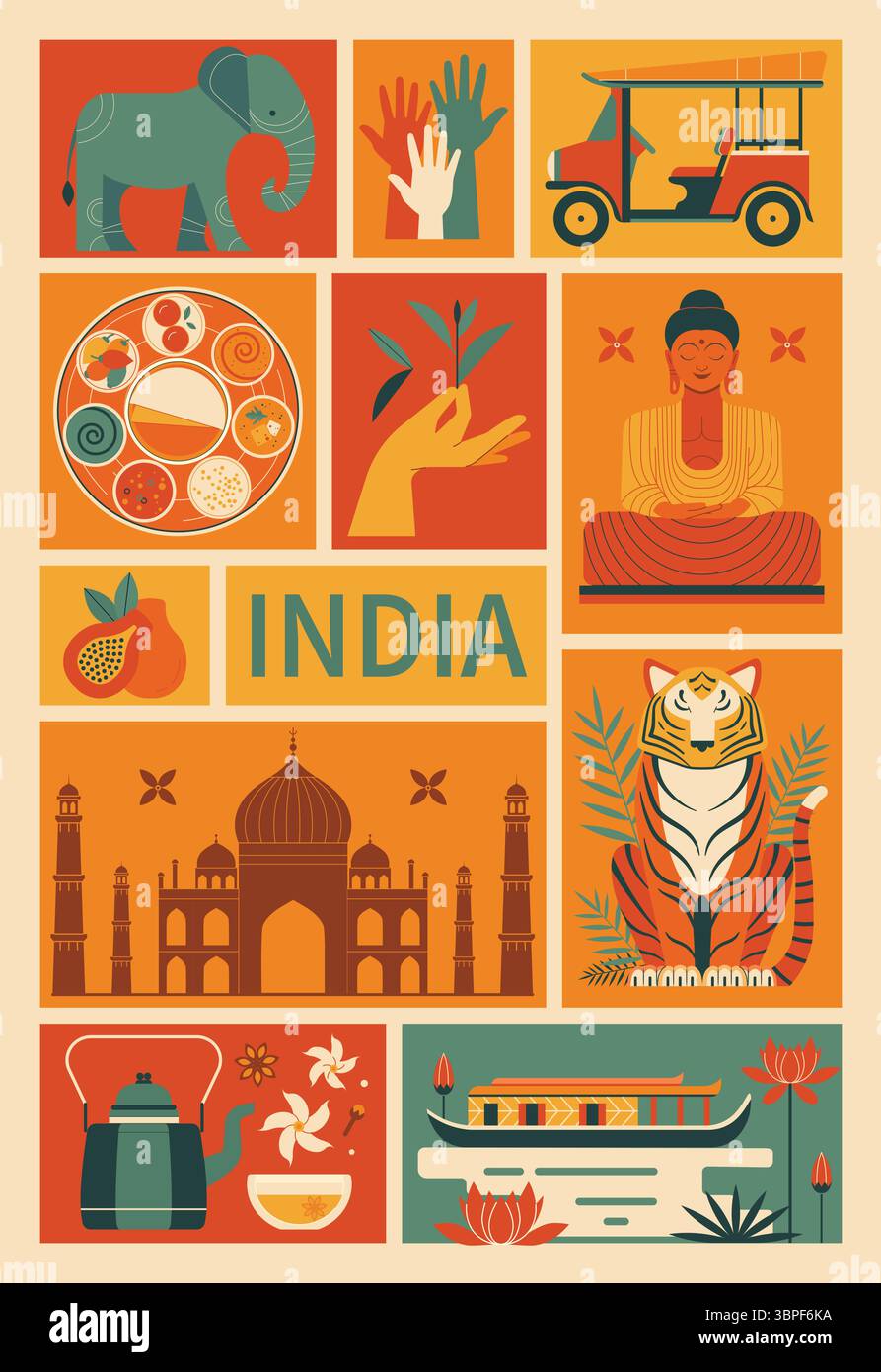 India travel poster vintage Stock Vector Images - Alamy