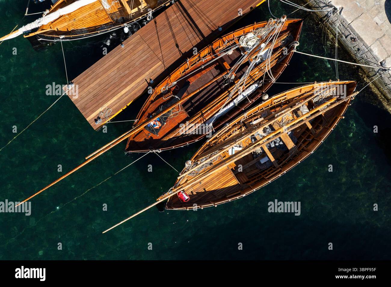 Komiza, island of Vis, 030725. Boat Falkusa moored on the waterfront, a ...