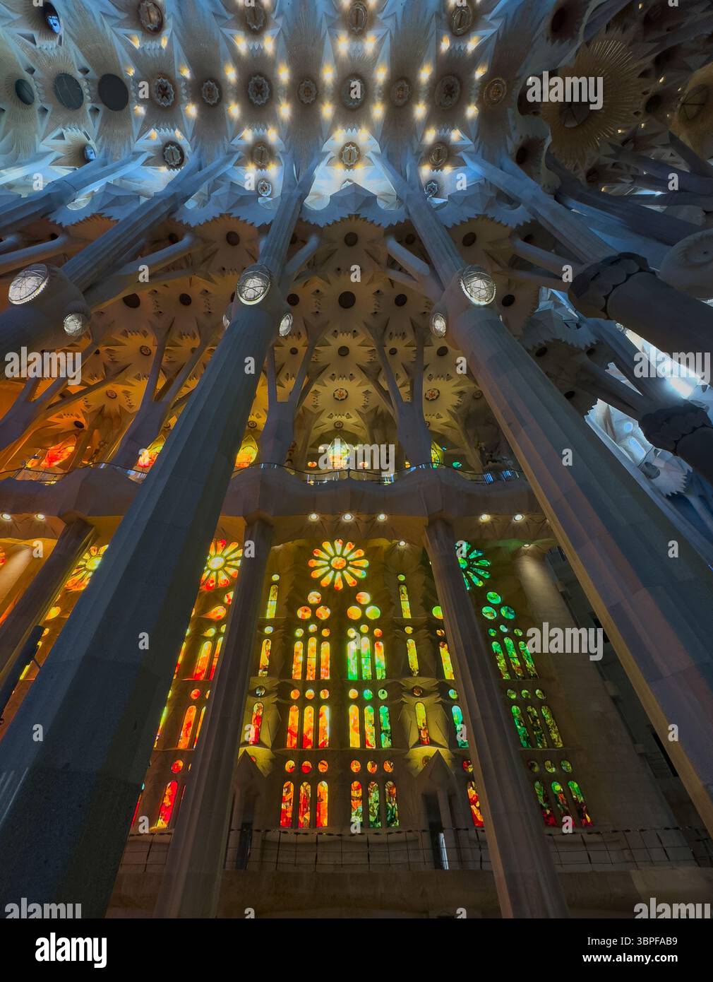 Sunlight streams through colourful stained glass windows inside La ...