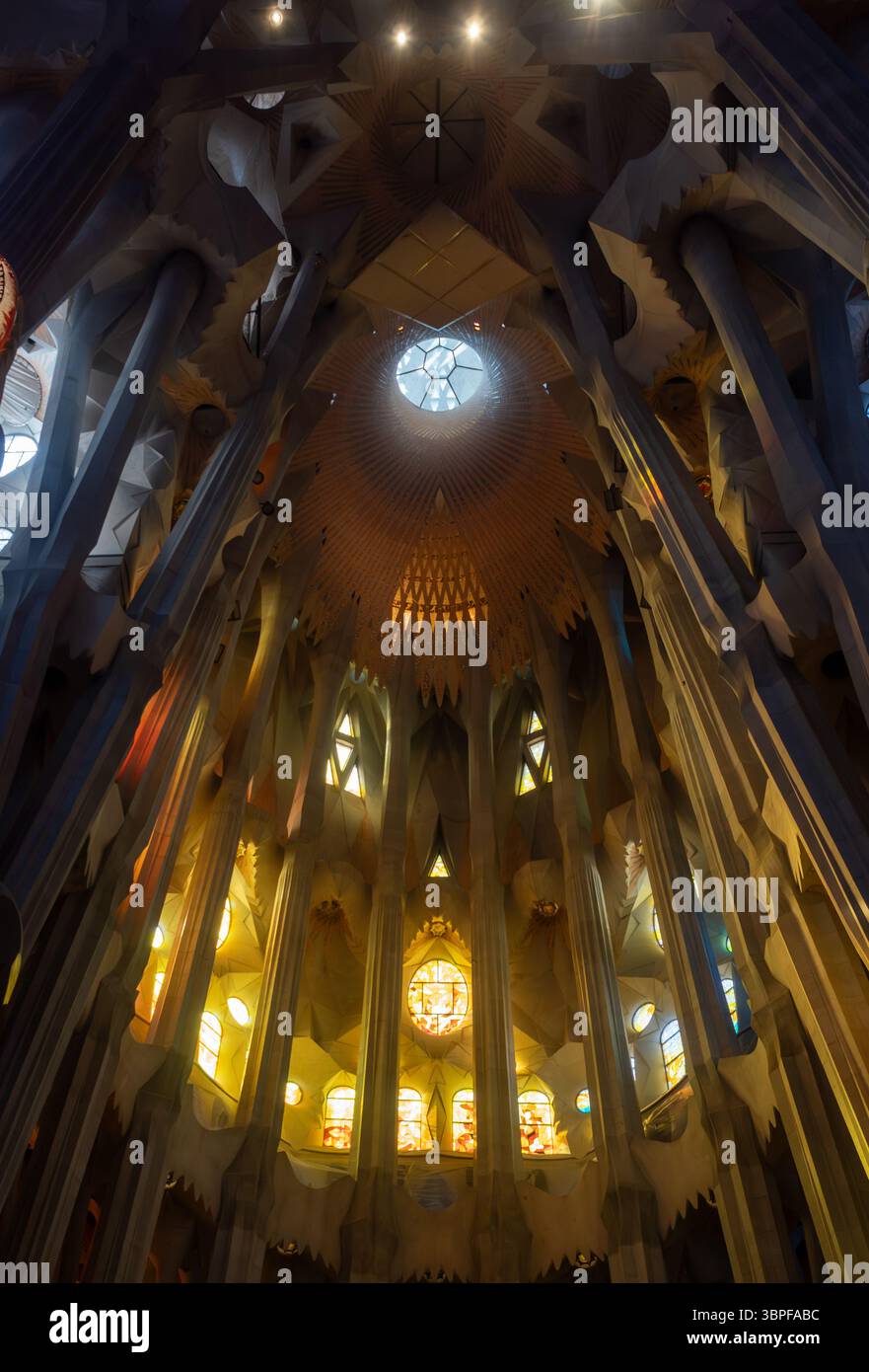 Looking up into the magnificent vaulted ceiling of the apse above the ...