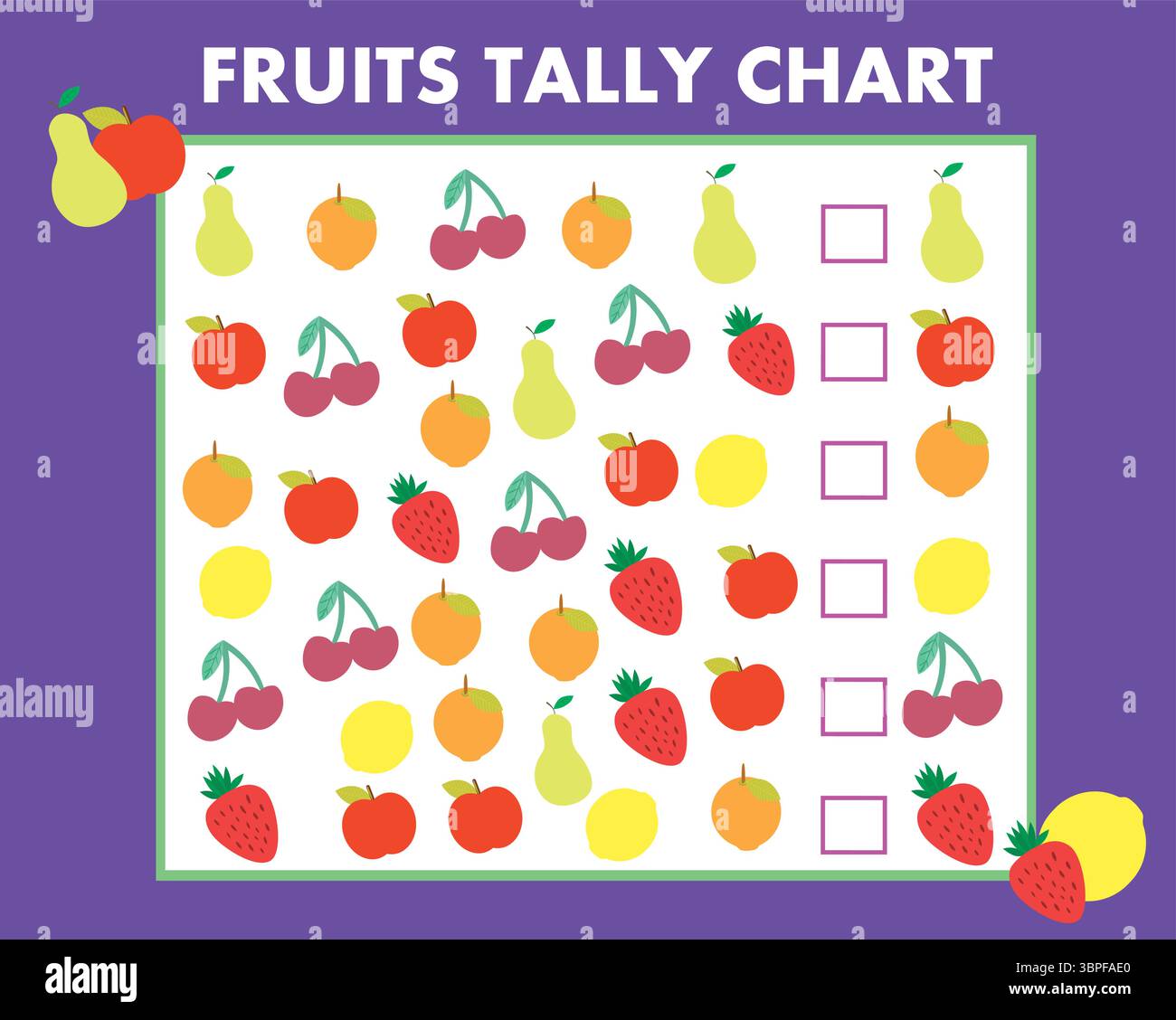 Fruits Tally Chart Vector Design Lineart Stock Vector Image & Art - Alamy