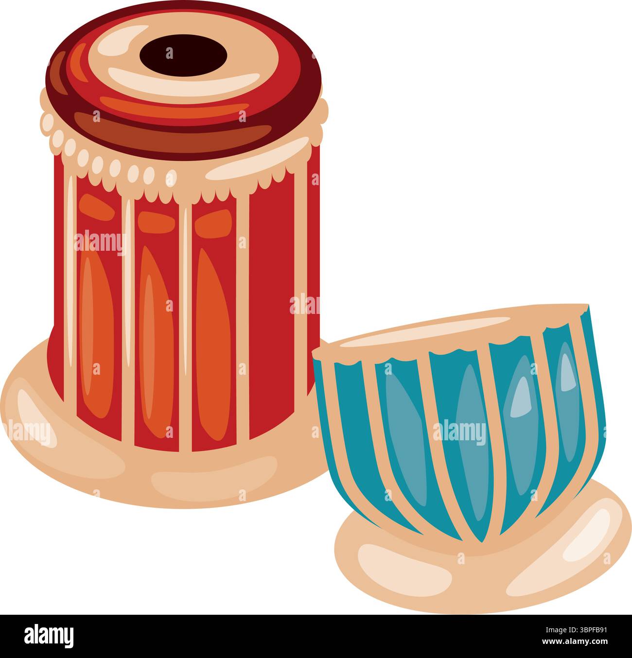 Indian classical tabla percussion duo in red and blue tones Stock ...