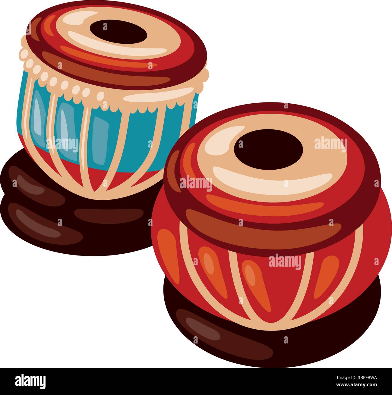 Indian classical tabla drum set percussion with red base Stock Vector ...