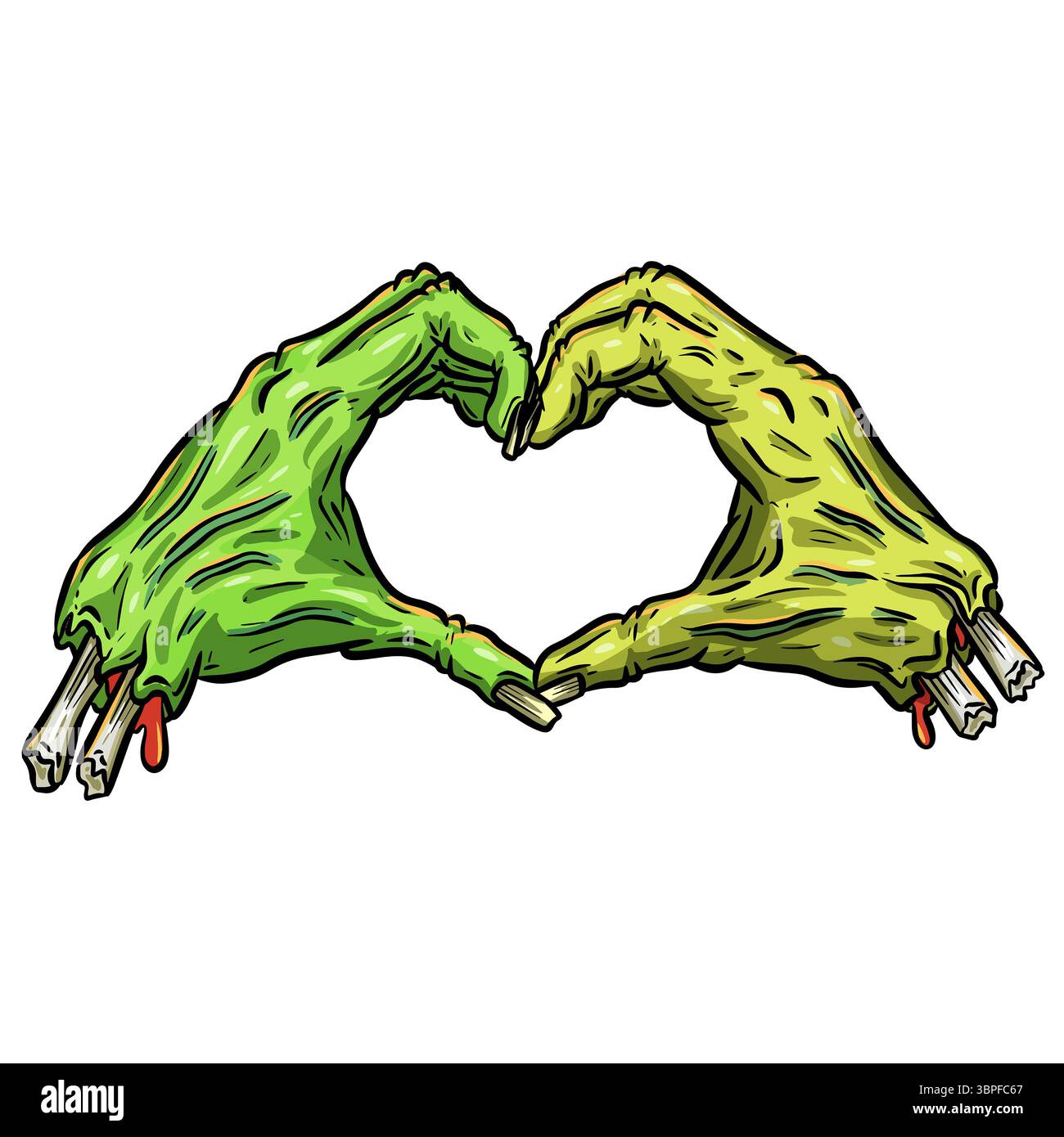 Cartoon Zombie Undead Rotten Hand Creating a Symbol Illustration Stock ...