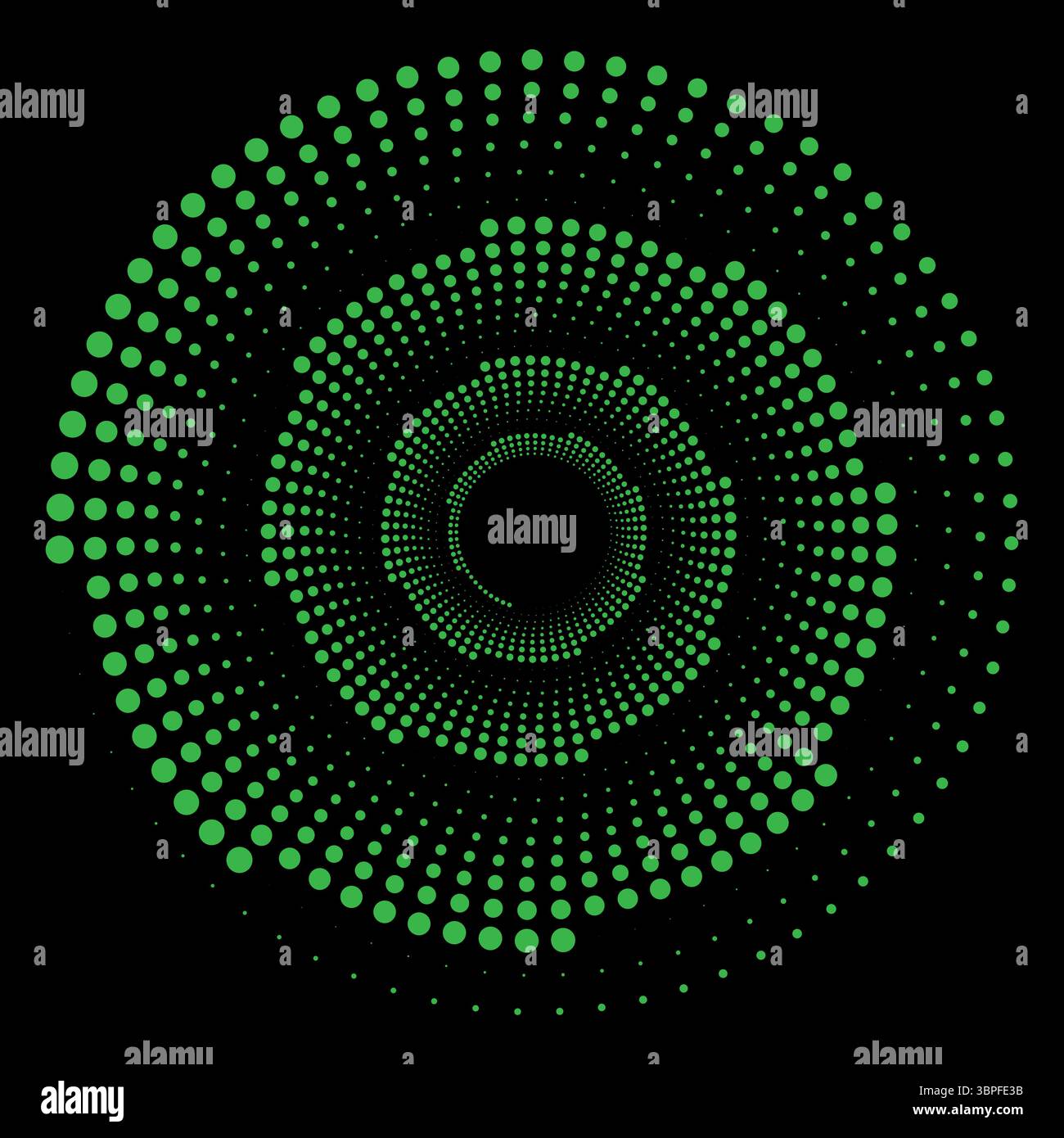 Vortex dotted green shape. Modern geometric art. Trendy design element ...