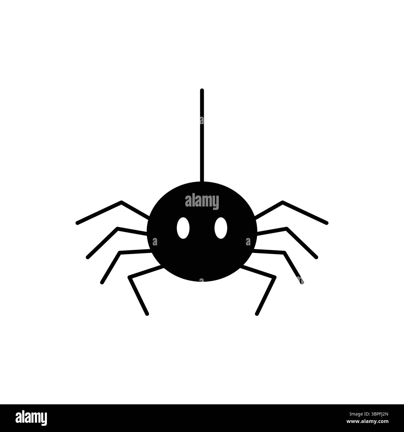 A cute cartoon spider dangling from a thread, perfect for Halloween or ...