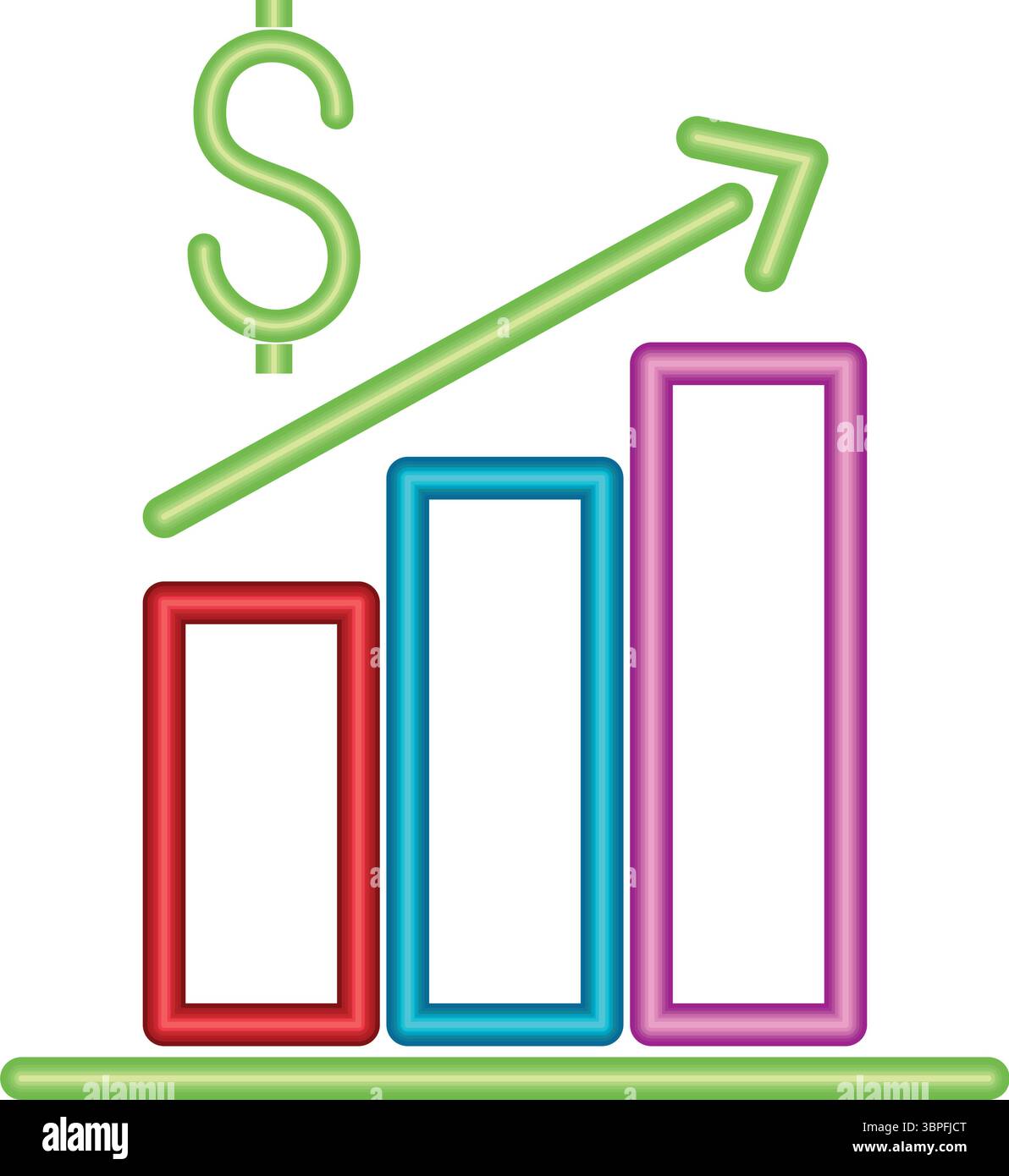 Neon money chart showing financial growth and currency sign Stock Vector Image & Art - Alamy