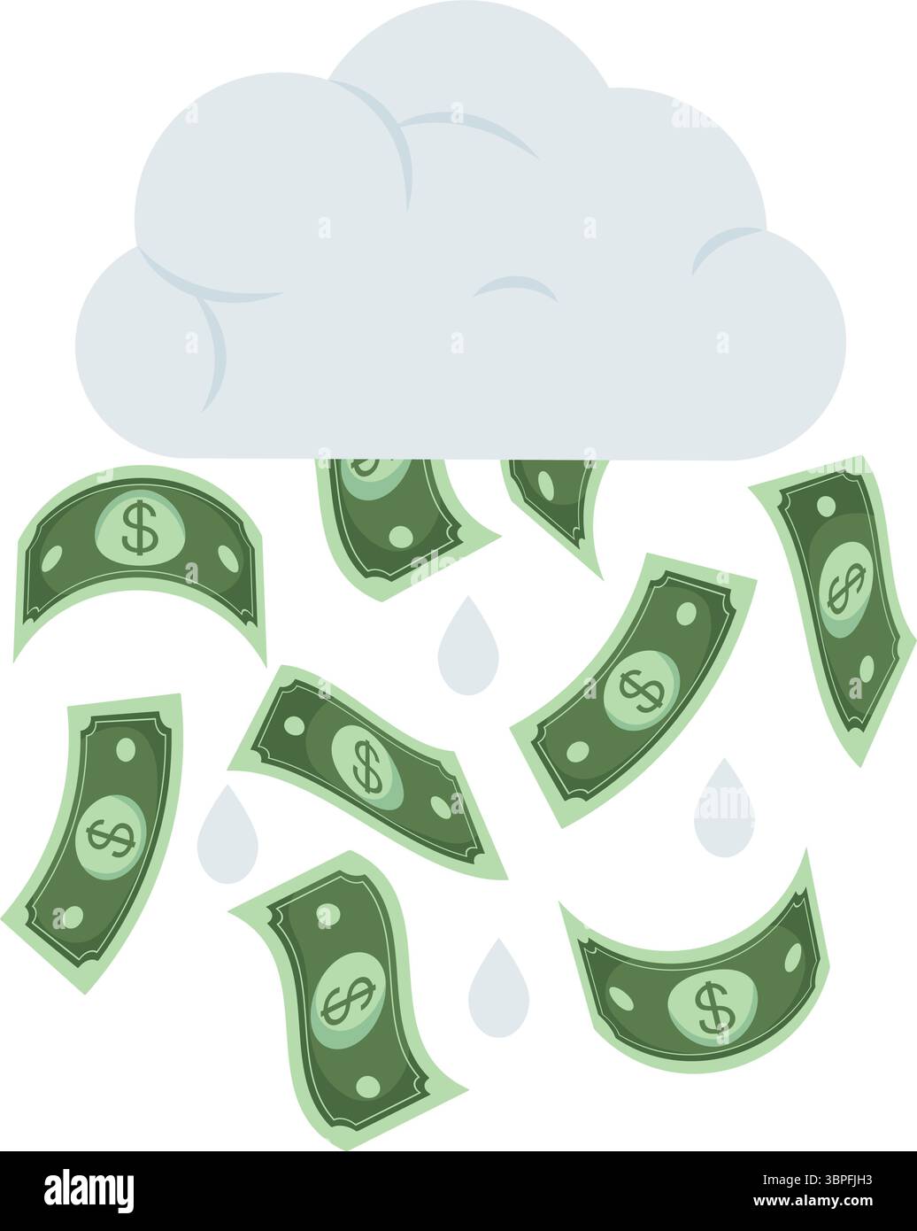 Raining money falling from storm clouds with bills Stock Vector Image ...