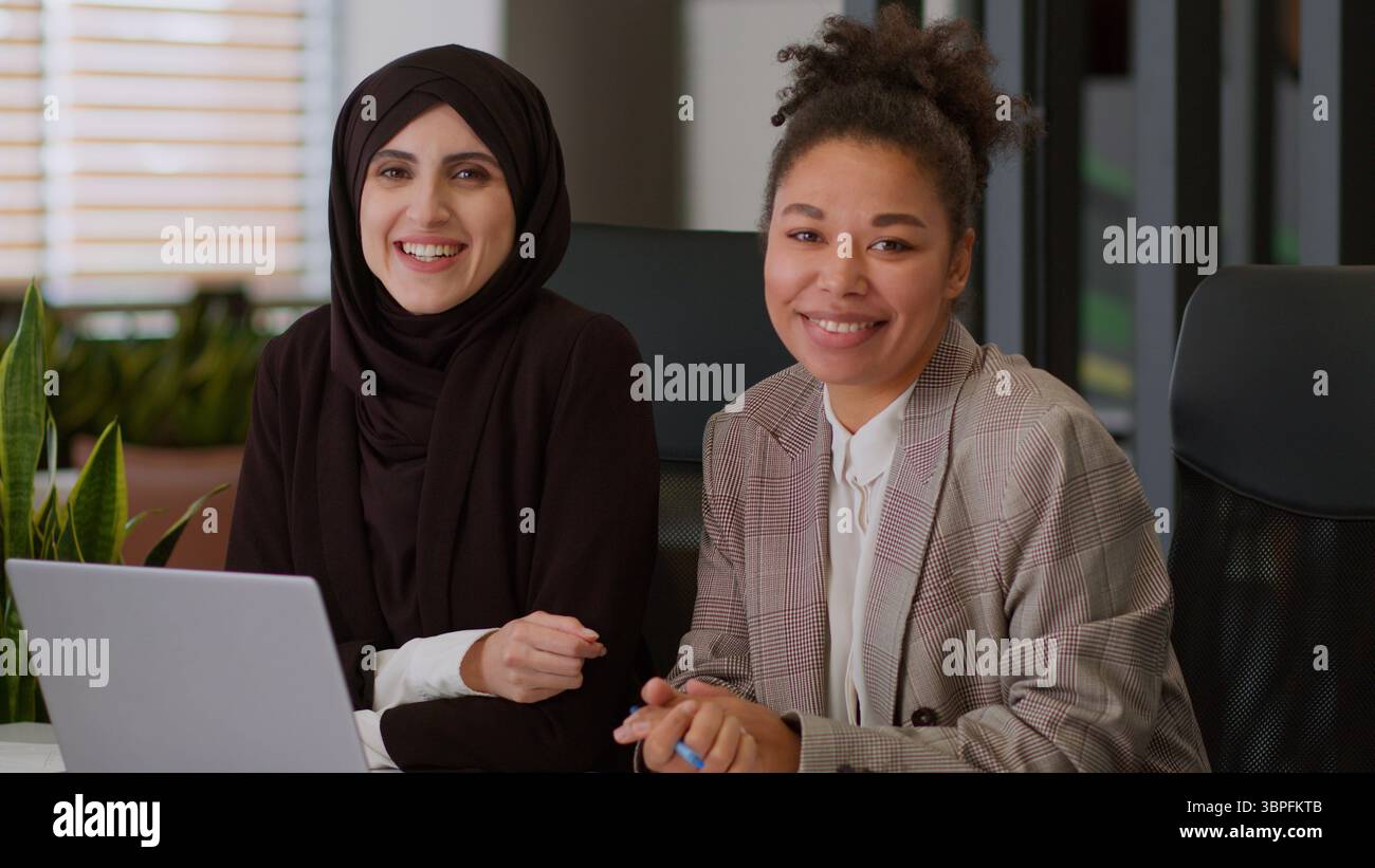 Multiracial teamwork happy women girls female coworkers office ...