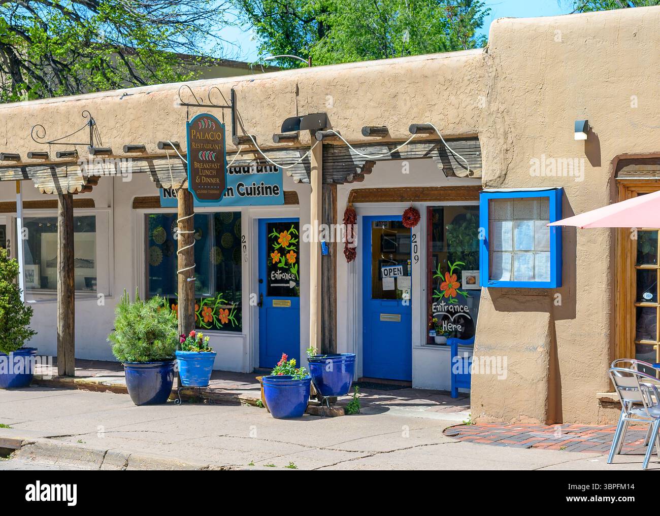 Santa Fe, NM, USA - May 16, 2025: Front of Palacio Restaurant in ...