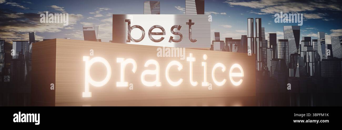 Best practice - block shapes and skyscrapers - 3D illustration Stock ...